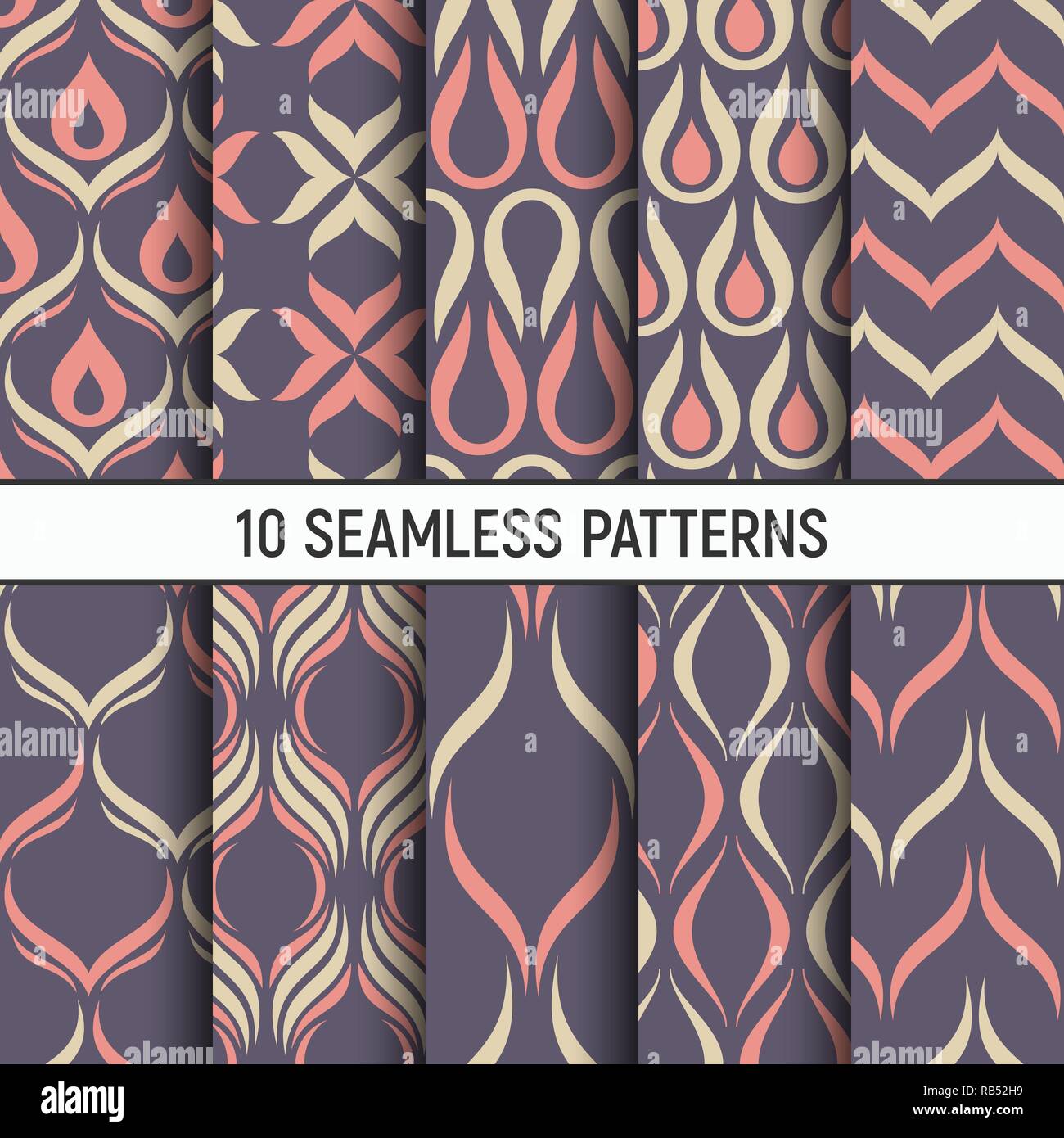 Set of ten seamless patterns. Modern stylish textures. Contemporary graphic design. Abstract ...