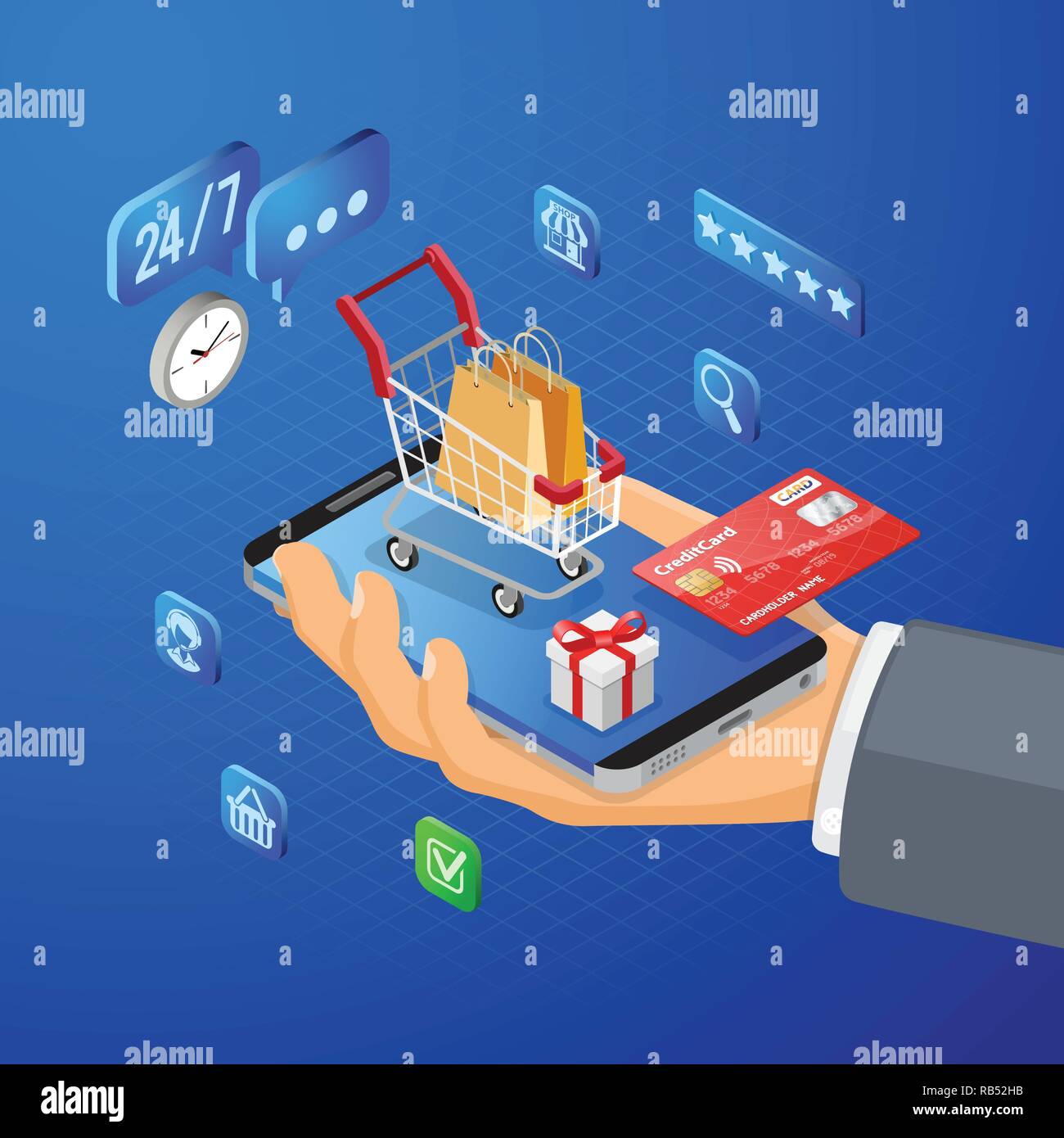 Internet Shopping Online Payments Isometric Concept Stock Vector Image ...