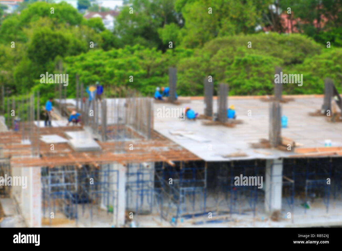 blur worker construction in building high site workplace Stock Photo ...