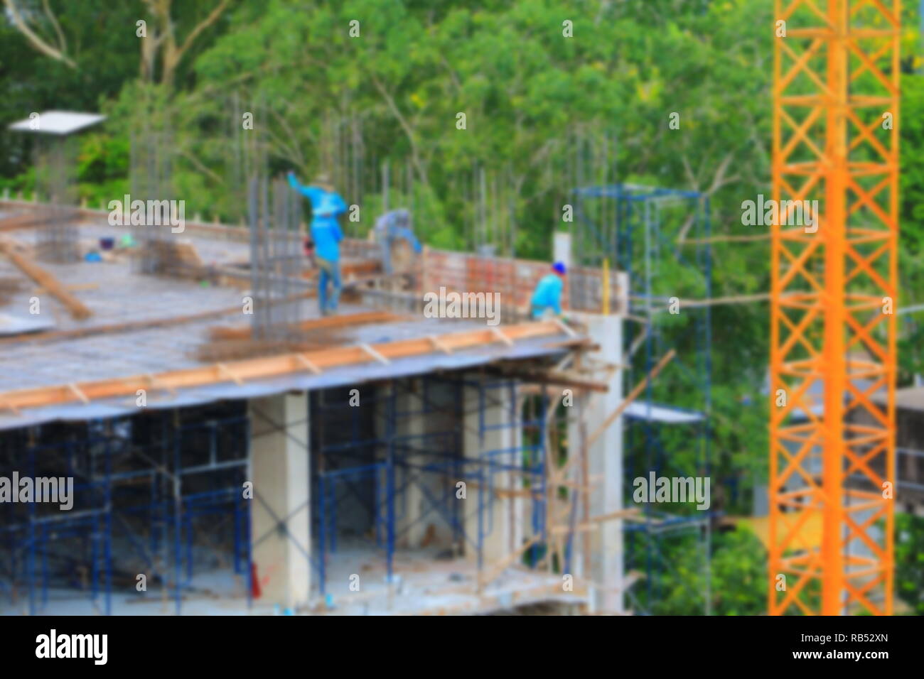 blur worker construction in building high site workplace Stock Photo ...
