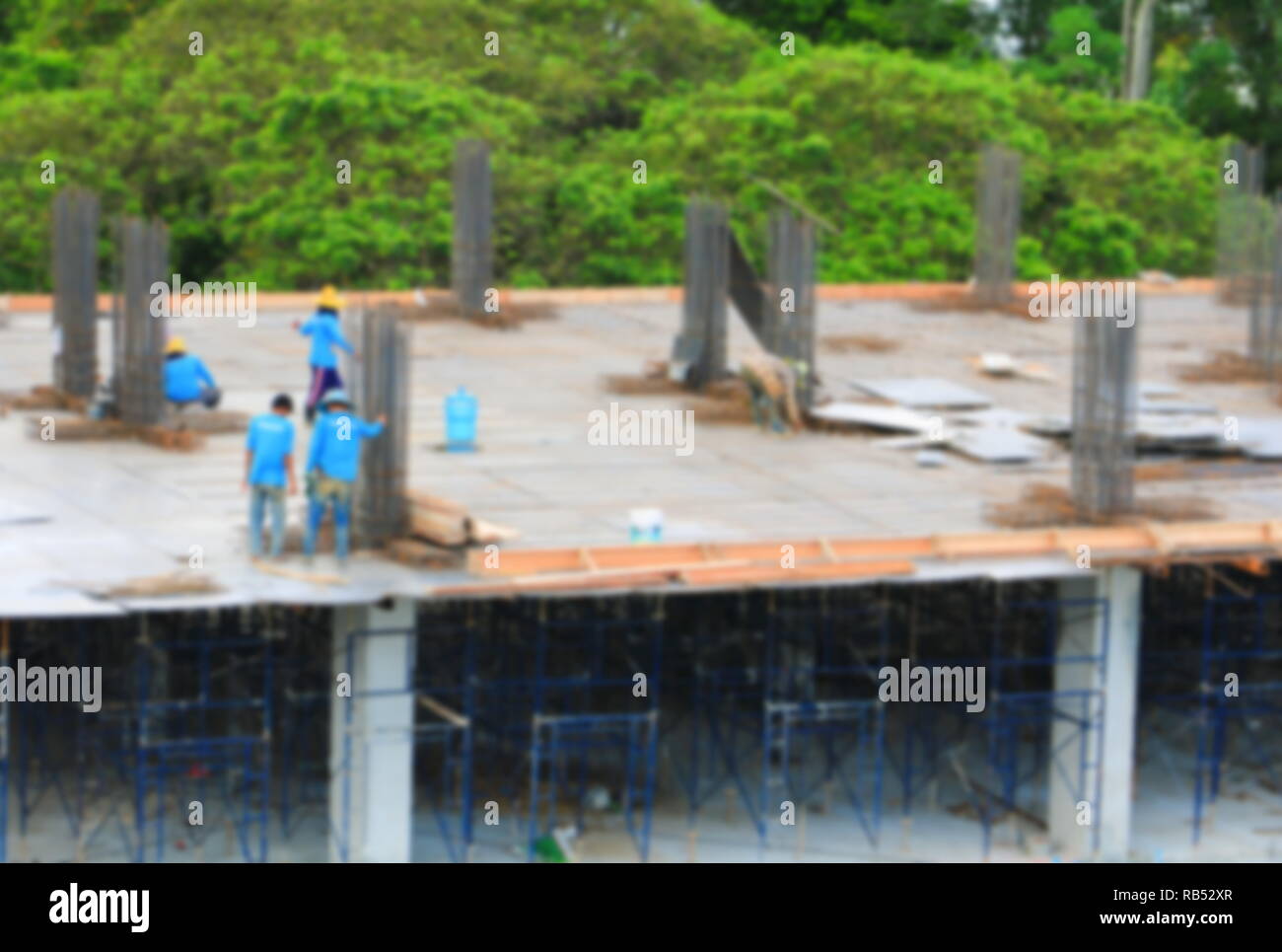 blur worker construction in building high site workplace Stock Photo ...