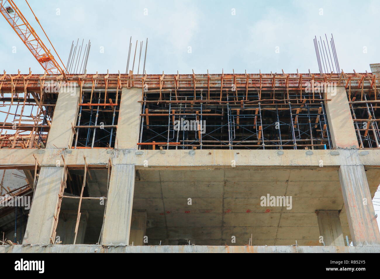 construction in working on high ground building in site workplace Stock ...