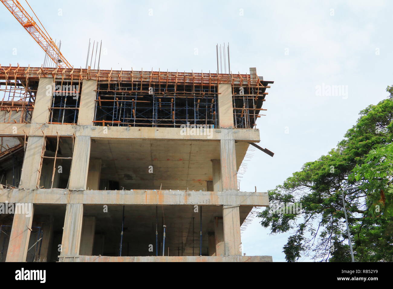 construction in working on high ground building in site workplace Stock ...