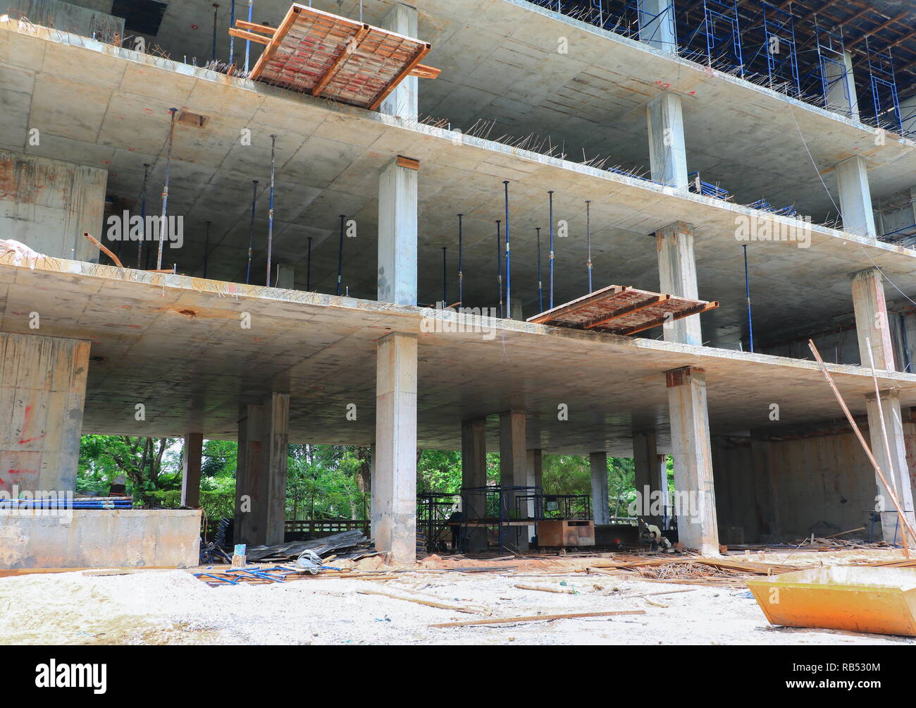 construction in working on high ground building in site workplace Stock ...