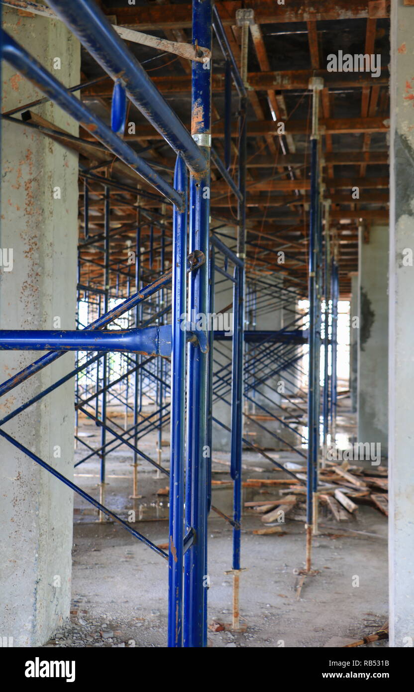 scaffolding steel in work construction site building Stock Photo - Alamy