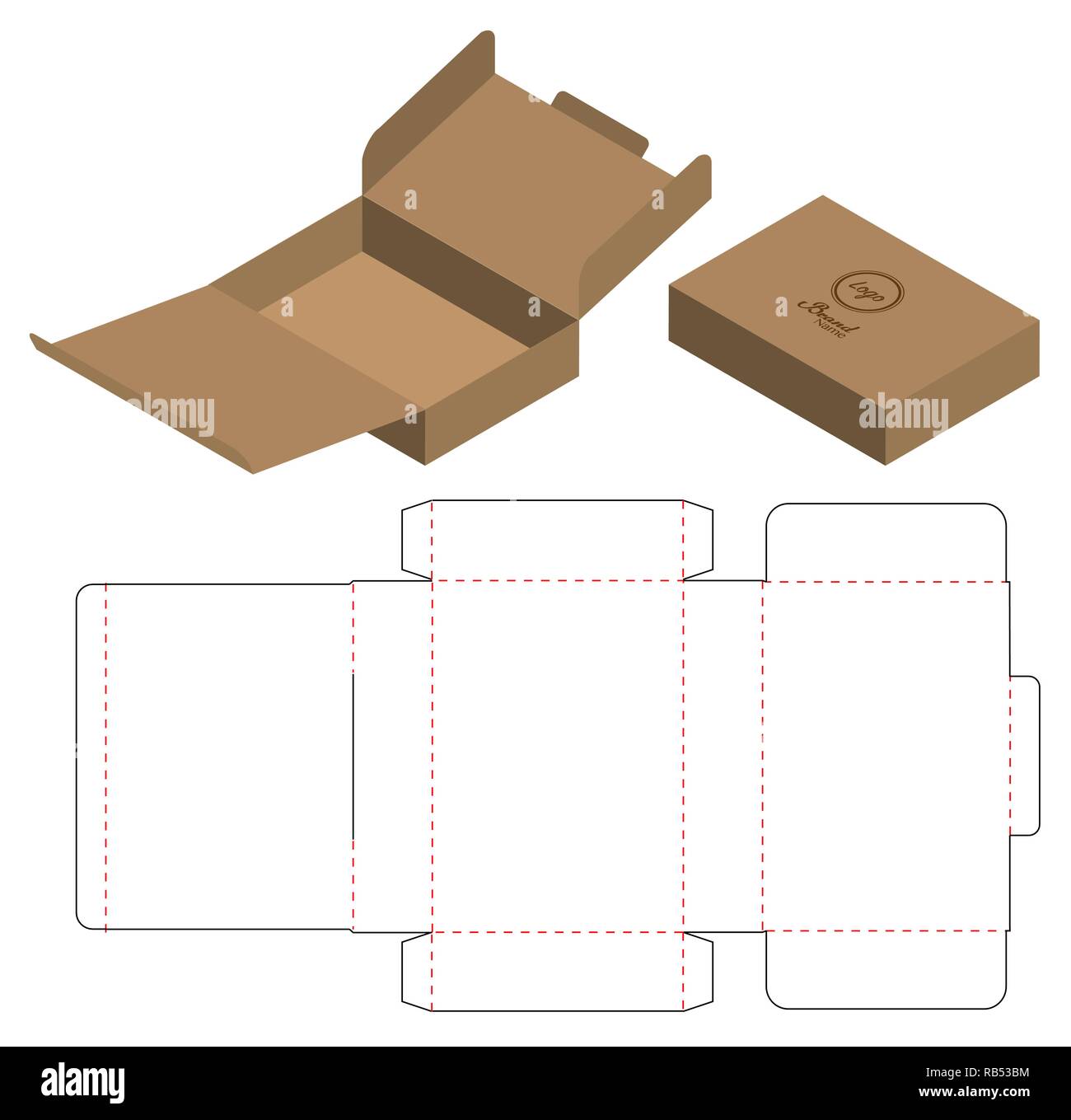 Box packaging die cut template design. 3d mock-up Stock Vector Image ...