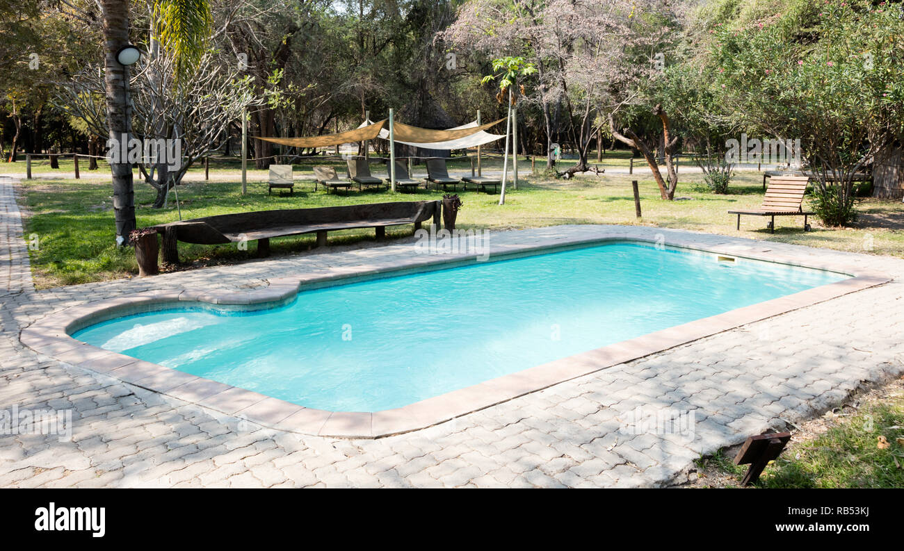 Private swimming pool on a campsite in Namibia Stock Photo - Alamy