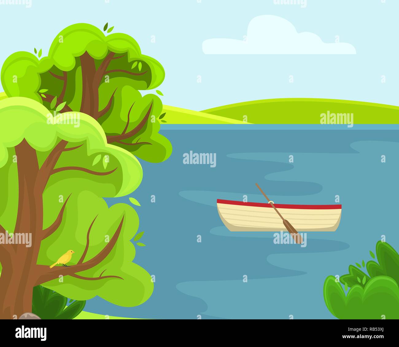 Sunny rural field wooden Stock Vector Images - Alamy