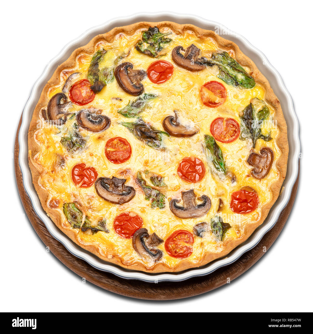Baked homemade quiche pie in ceramic baking form Stock Photo - Alamy