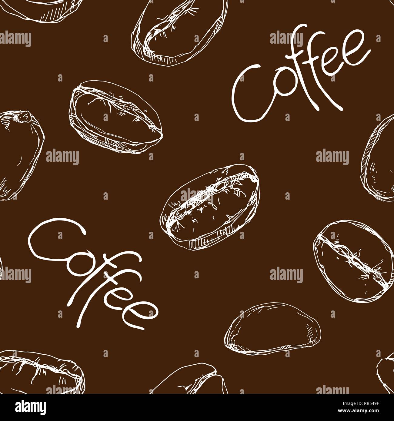 Seamless pattern with coffee beans. Hands painted coffee beans. Vector ...