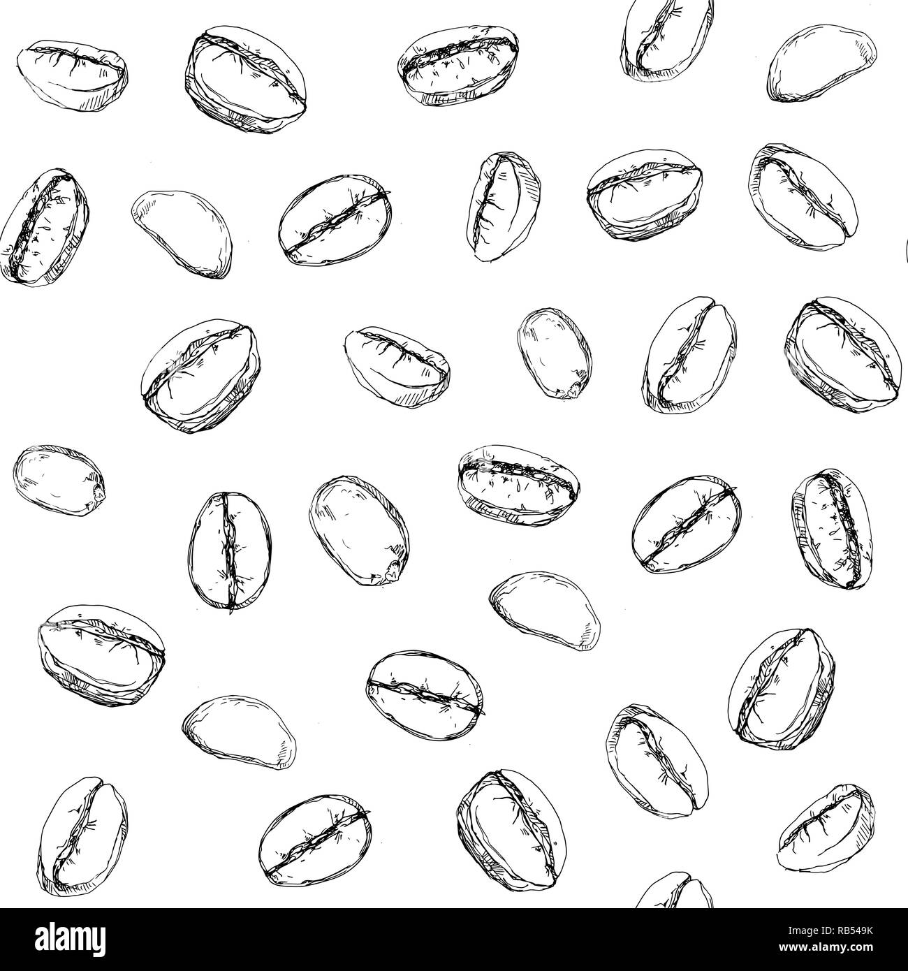 Seamless pattern with coffee beans. Hands painted coffee beans. Vector ...