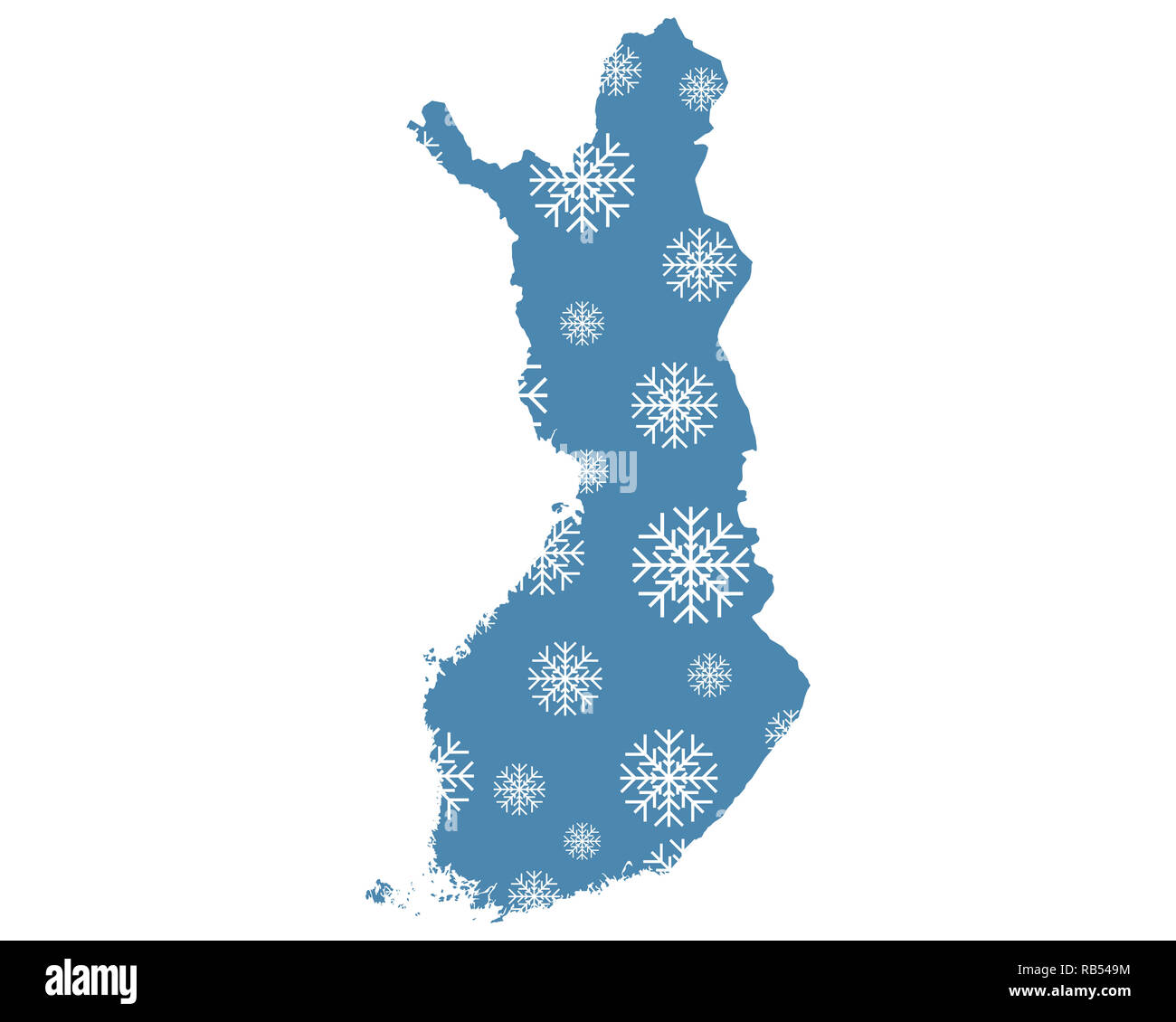 Map of Finland with snowflakes Stock Photo - Alamy