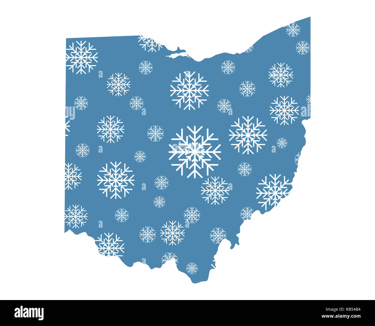 Map of Ohio with snowflakes Stock Photo - Alamy