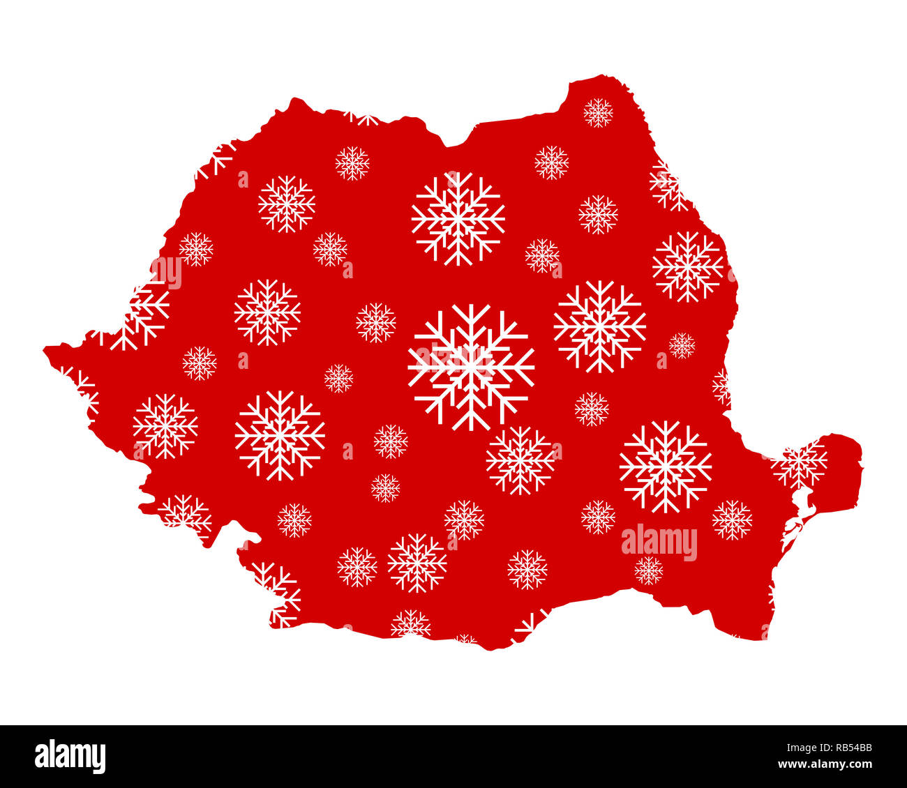 Map of Romania with snowflakes Stock Photo - Alamy