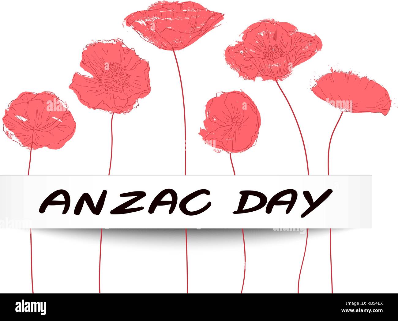 Anzac day background with red abstract poppies. Vector illustration ...