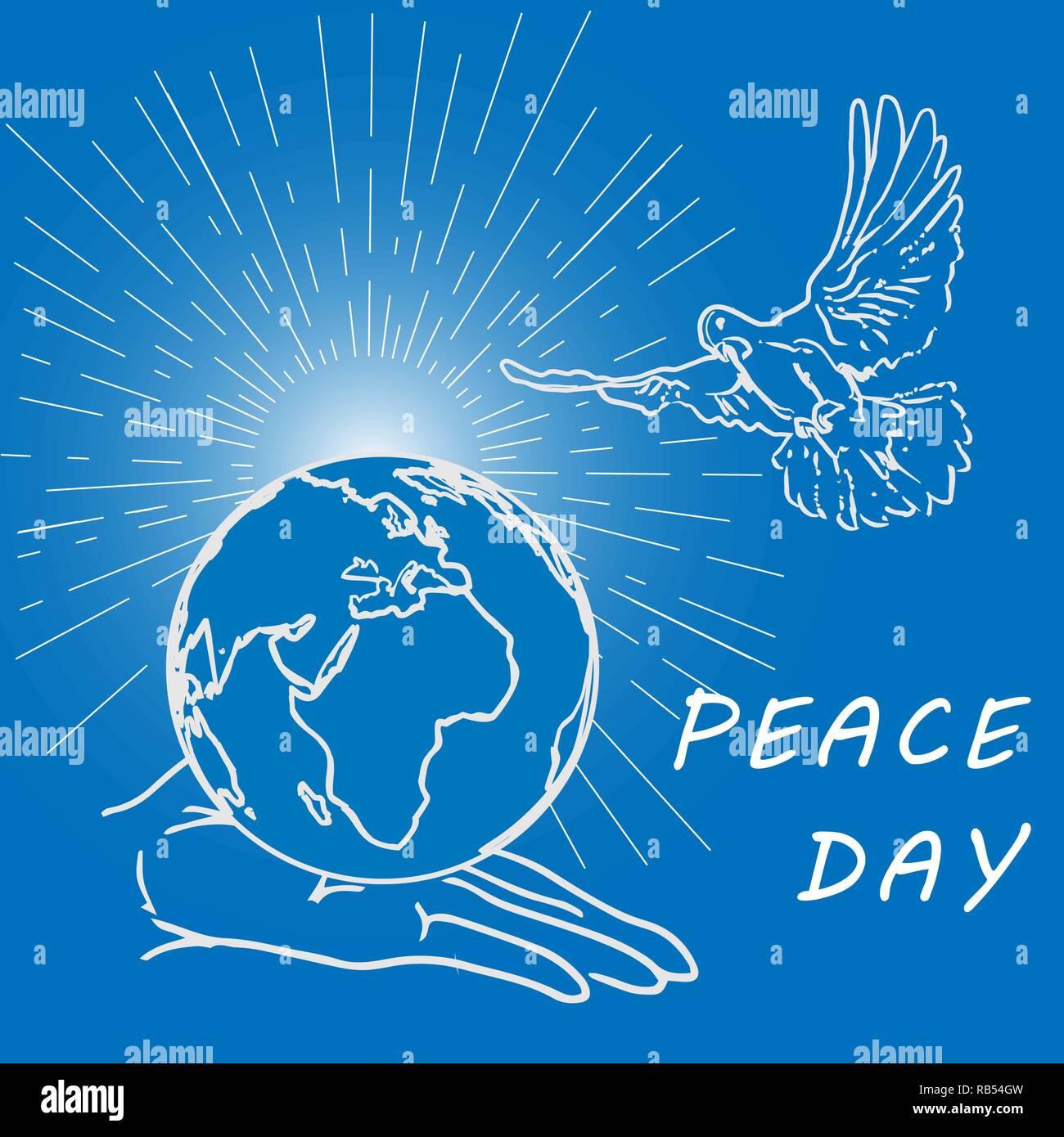 International Day of Peace. Peace dove with olive branch for ...