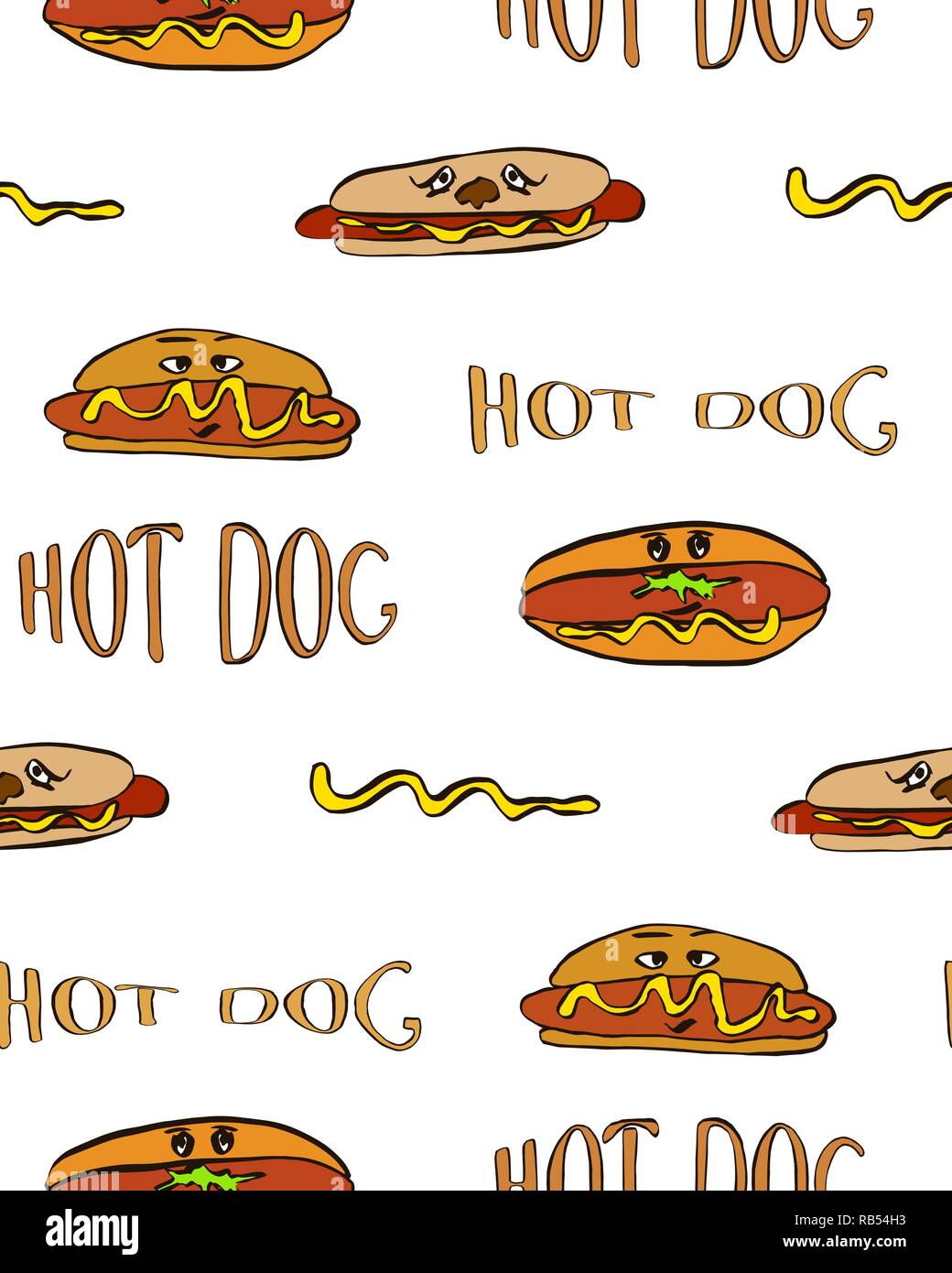 Seamless pattern of Hot Dog on a white background. National Day Hot Dog ...