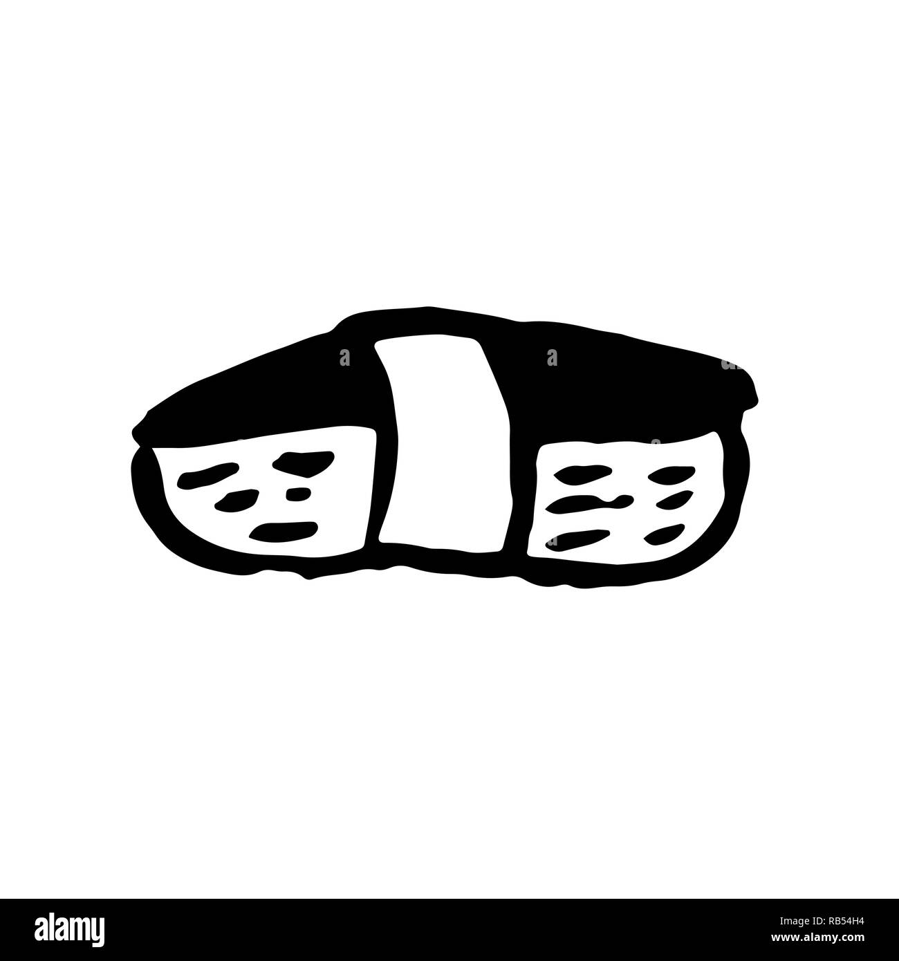 Hand drawn grunge ink brush susi. Japanese kitchen modern vector ...