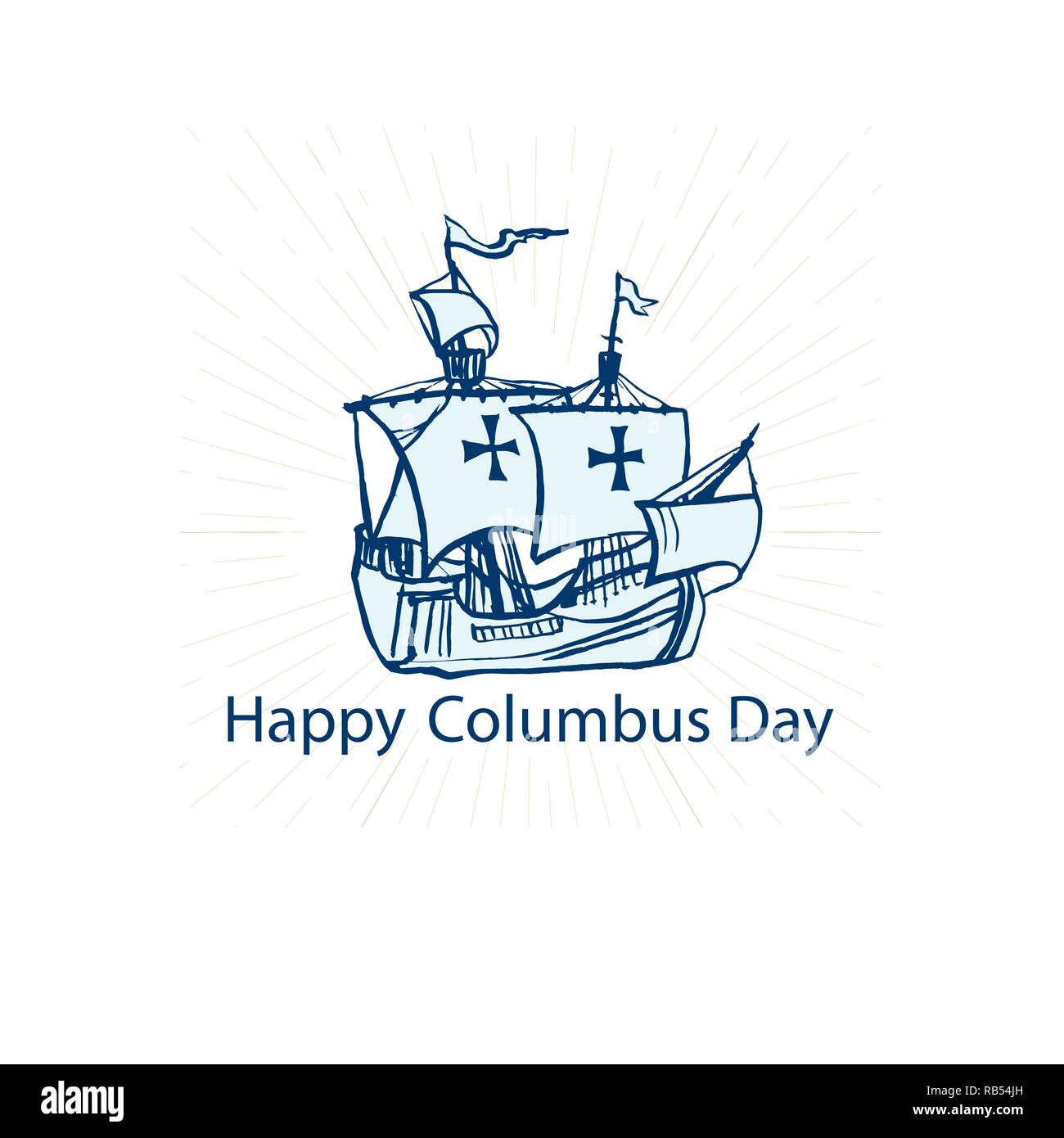 Columbus ship hand draw by ink made for Columbus day. Vector ...