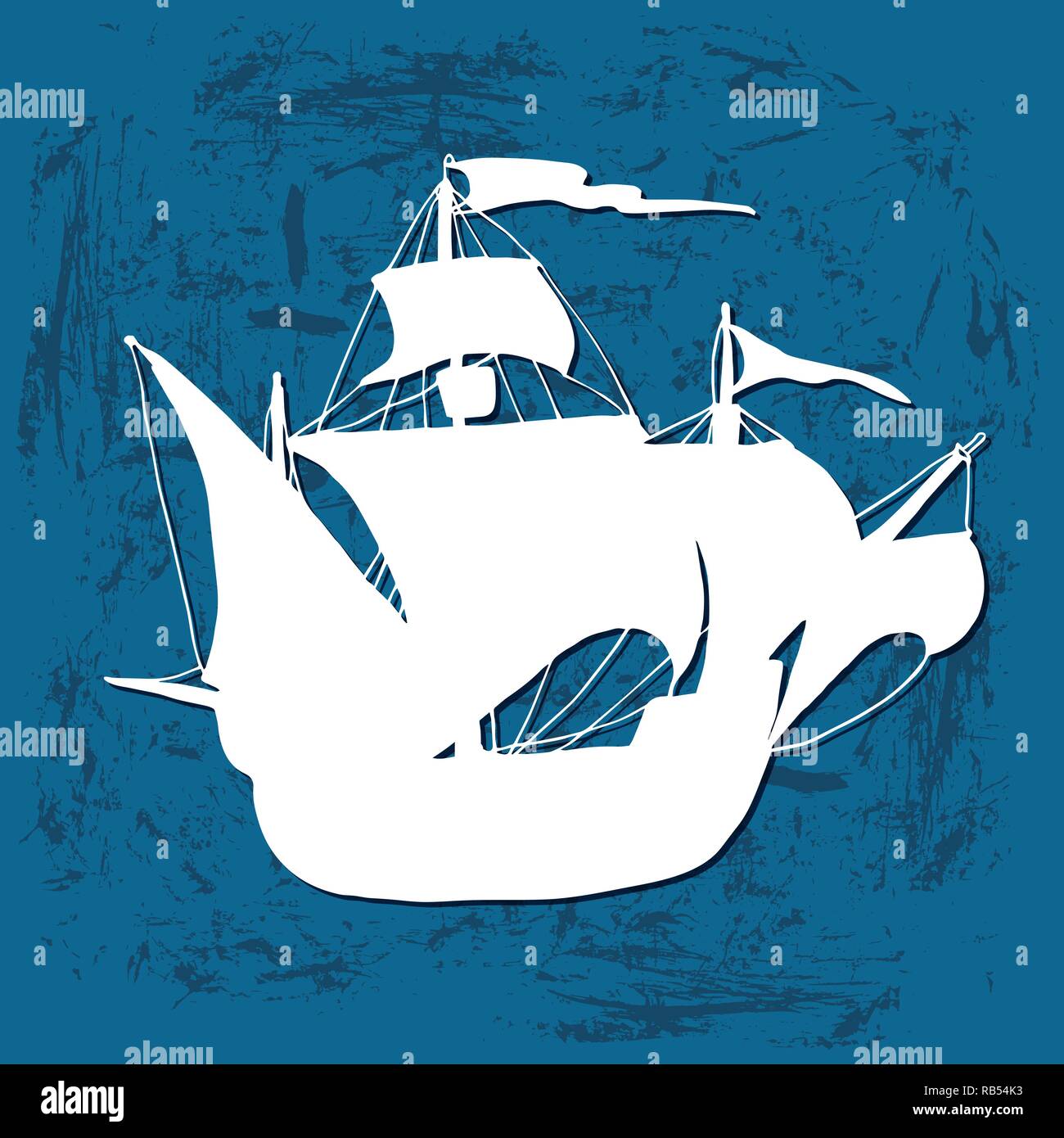 An old sailboat. Columbus ship hand draw by ink made for Columbus day ...