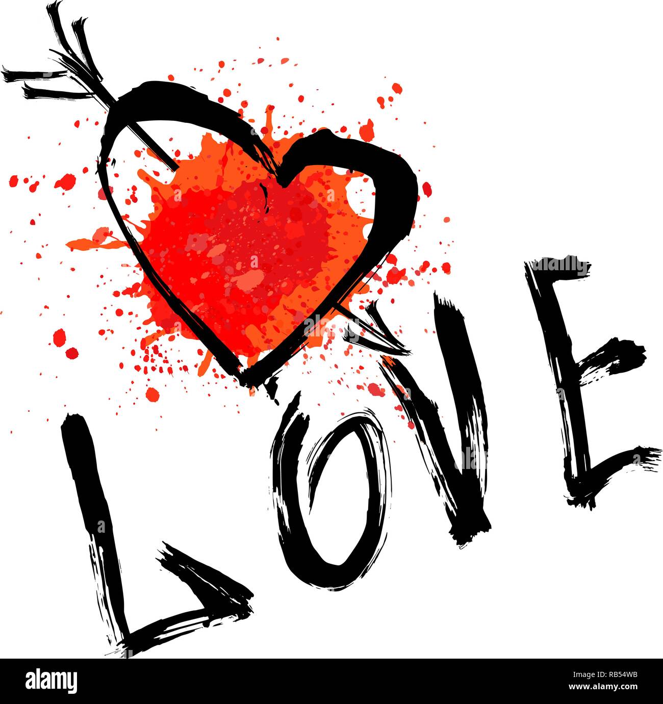 Love lettering grunge brush Stock Vector Images - Alamy