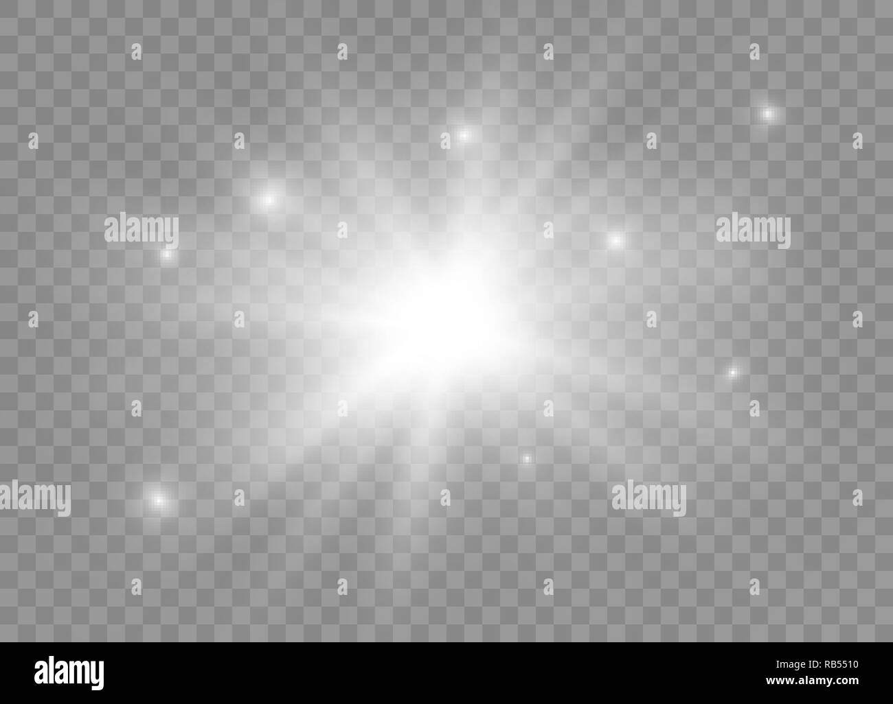 Glow light effect, explosion, glitter, spark, sun flash. Vector ...