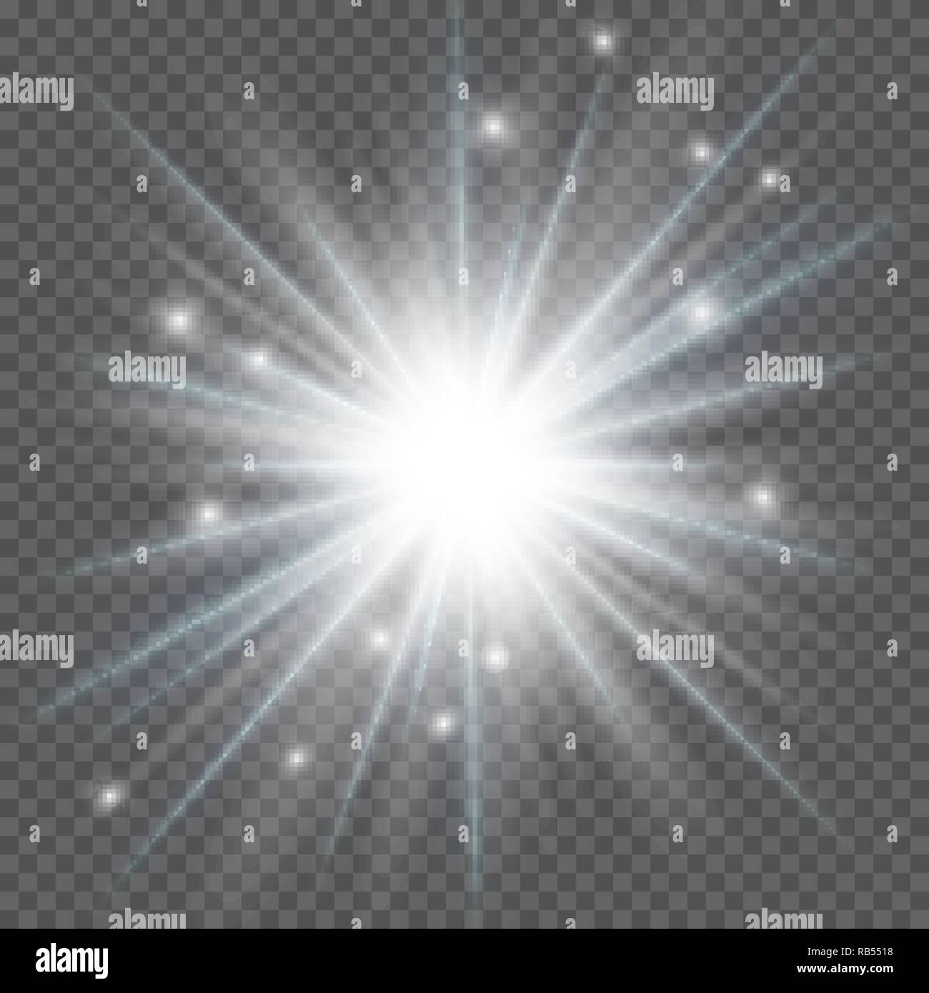 Glow light effect, explosion, glitter, spark, sun flash. Vector ...