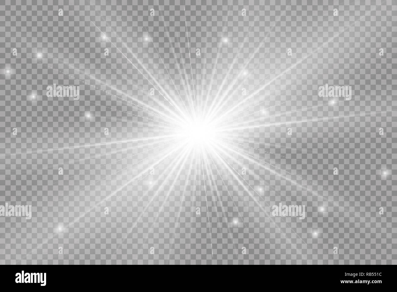 Glow light effect, explosion, glitter, spark, sun flash. Vector ...