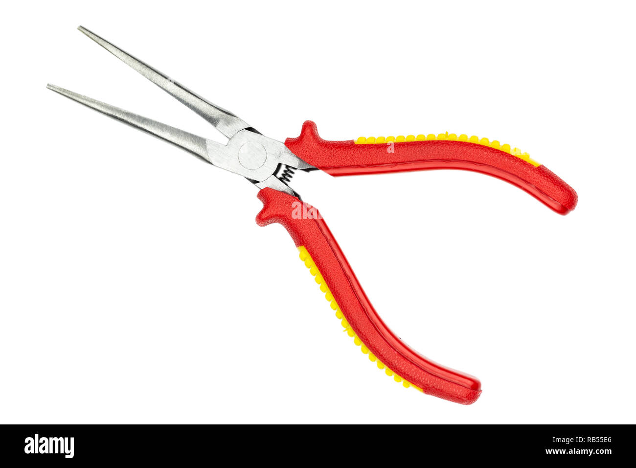 Top view of long nose pliers isolated on white background for ...