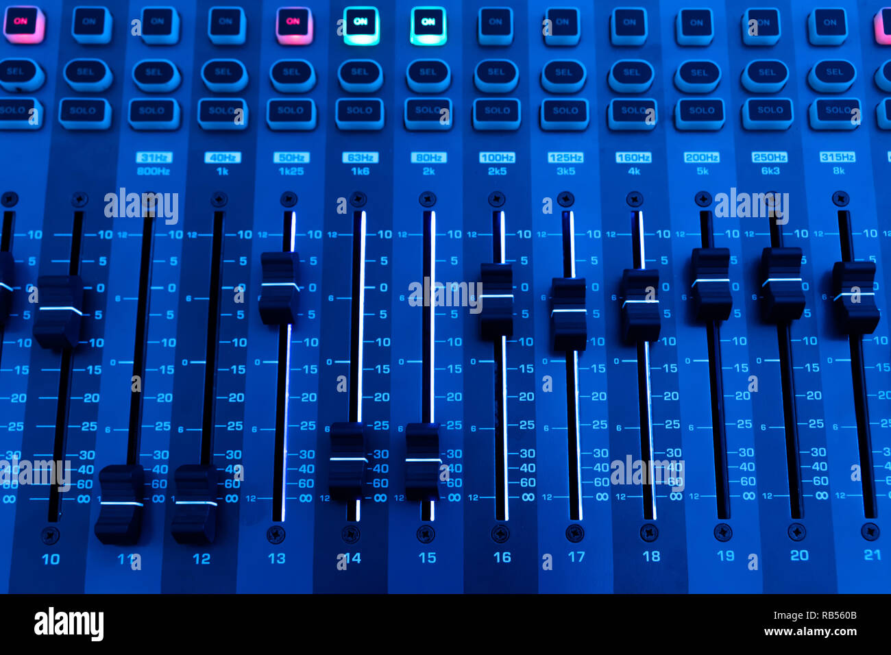 Professional audio studio sound mixer console board panel with ...