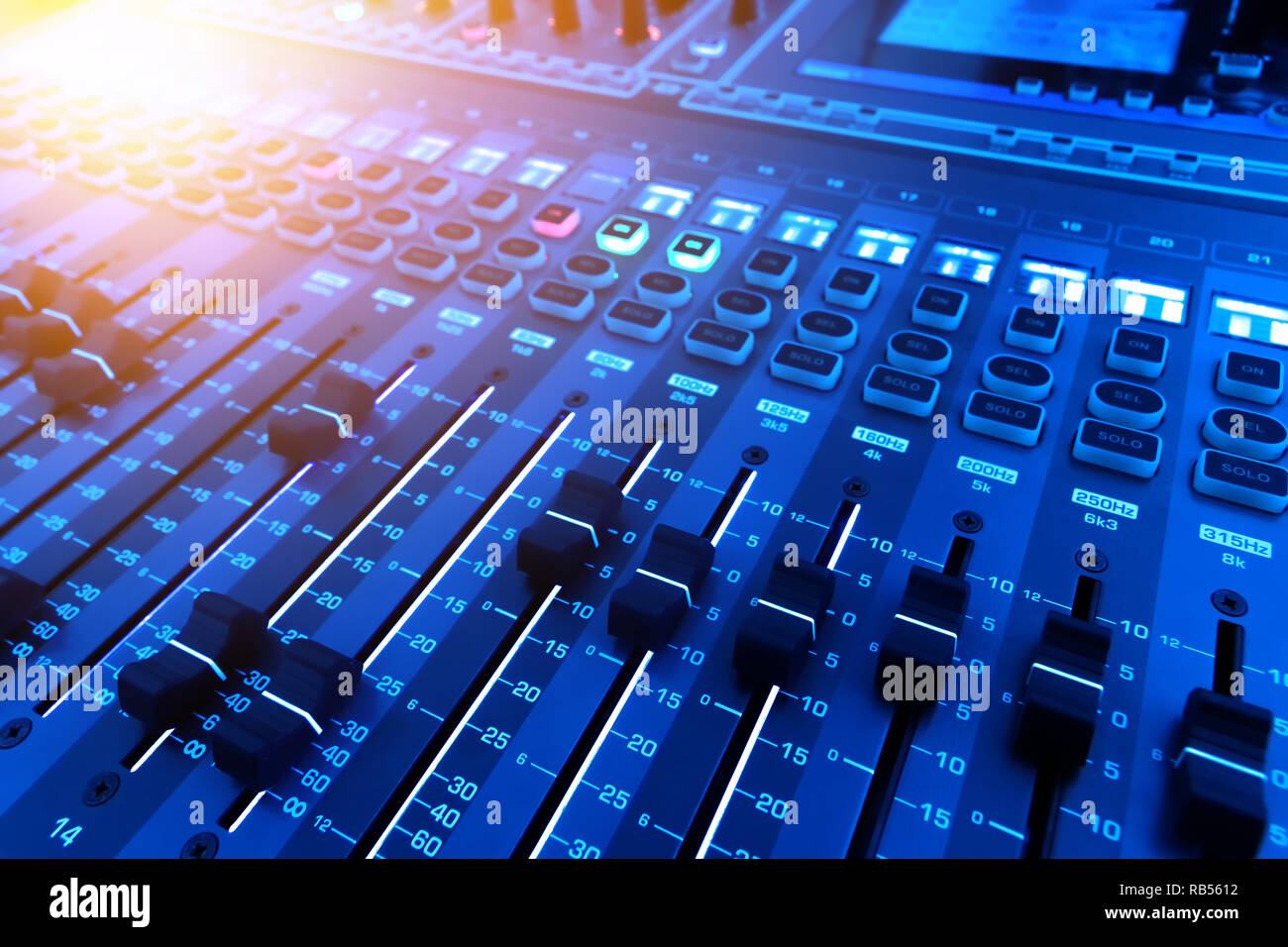 Professional audio studio sound mixer console board panel with ...