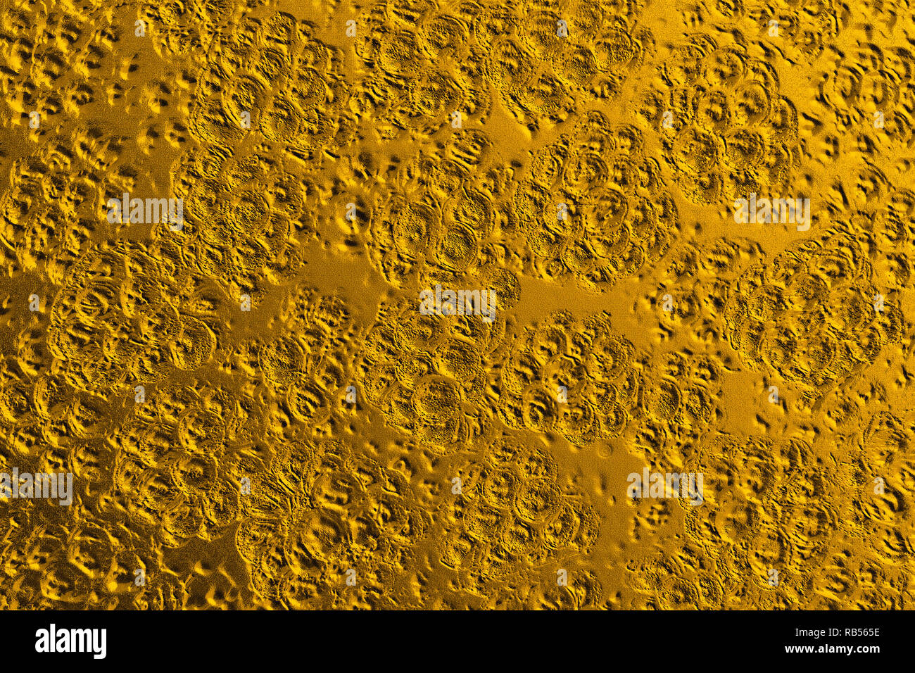 Damaged gold metal background with small craters and indents Stock ...