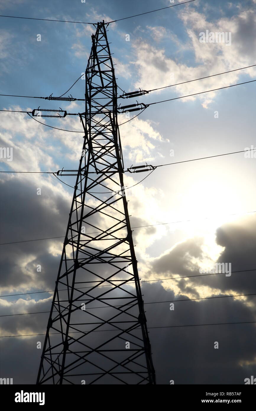 Overhead transmission of electricity through high voltage lines with ...