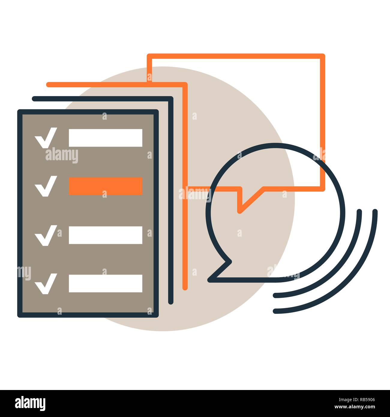 Vector icon of checklist review, survey report with checkboxes. Trendy ...