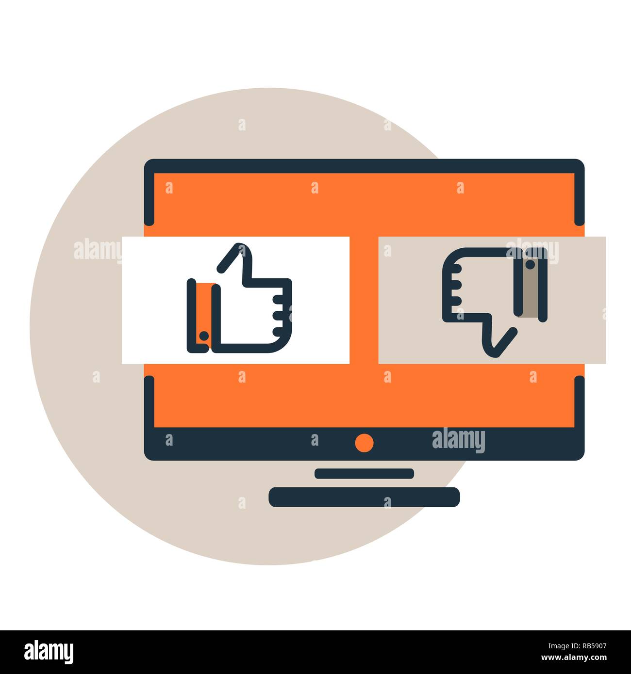 Vector icon of good and bad reviews monitoring. Thumb up and down icons ...