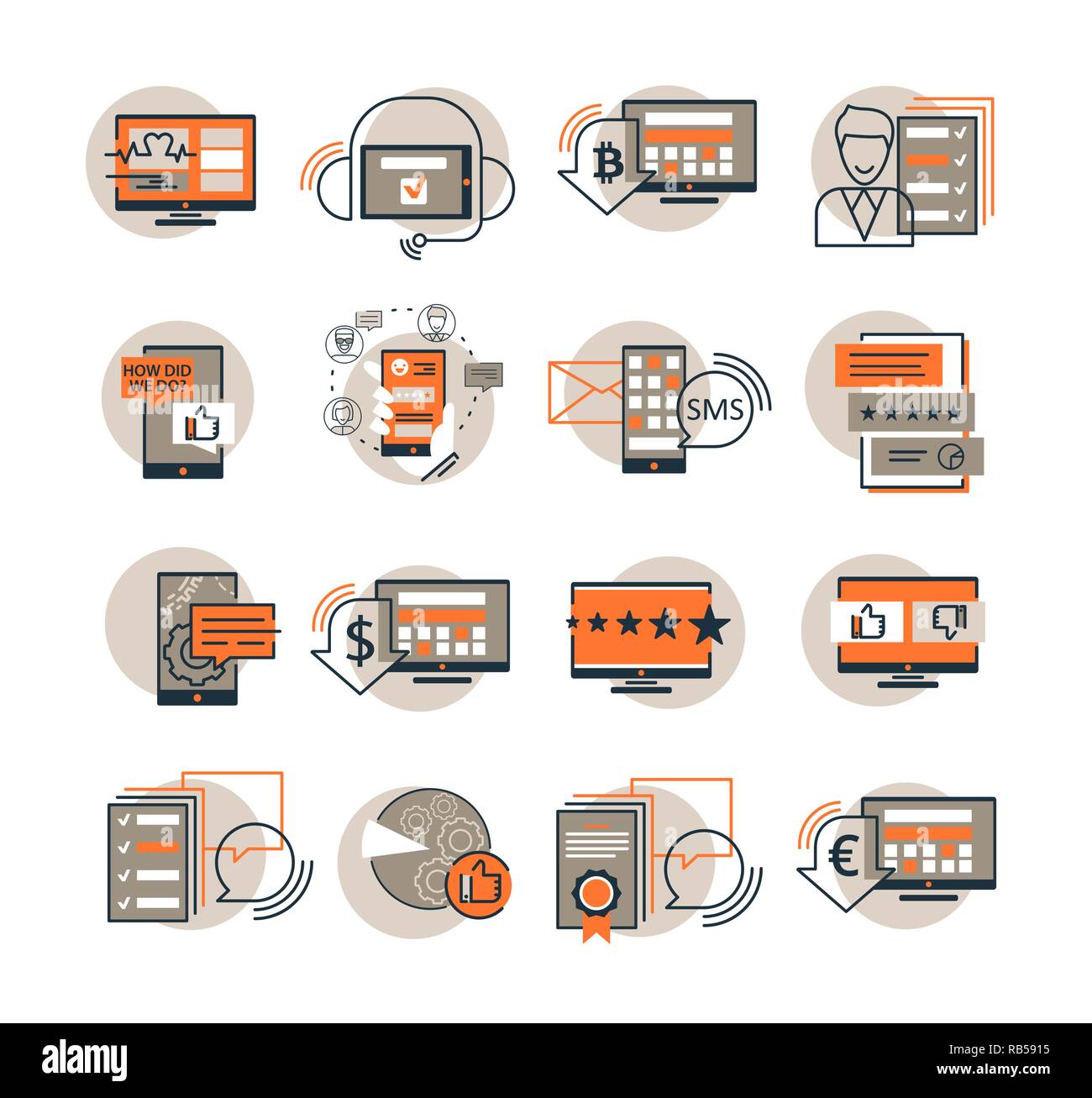 Vector set of SEO targeting, performance, monitoring icons. Search and ...