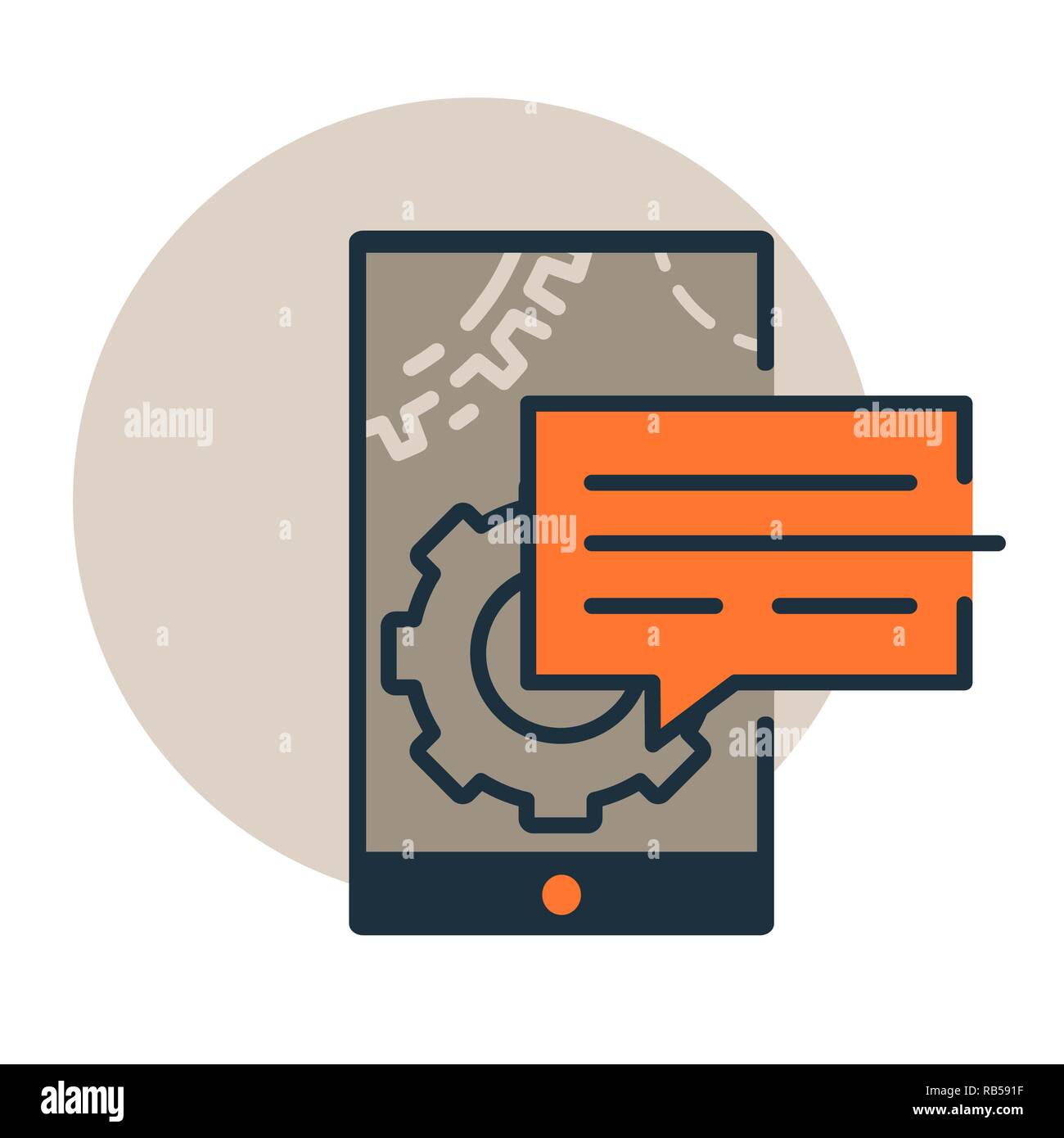 Vector icon of review, report on smartphone. Settings notification on ...