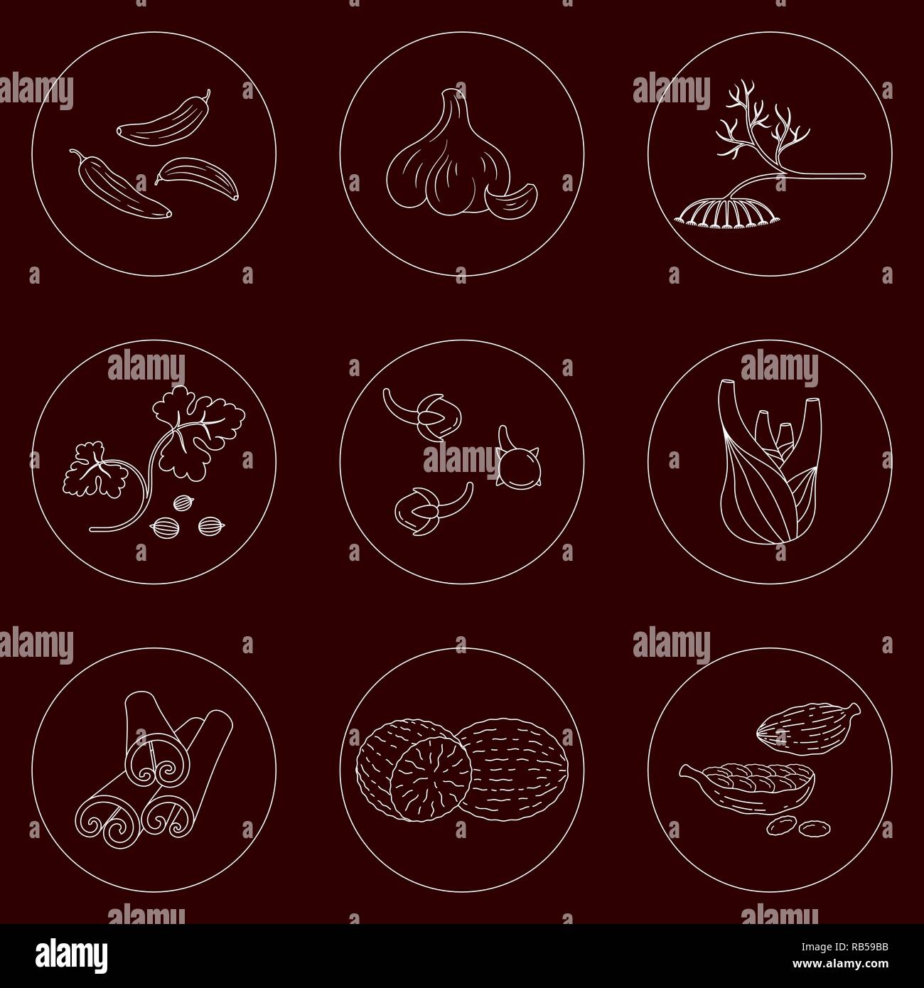 Spices set of linear icons. Vector image Stock Vector Image & Art - Alamy