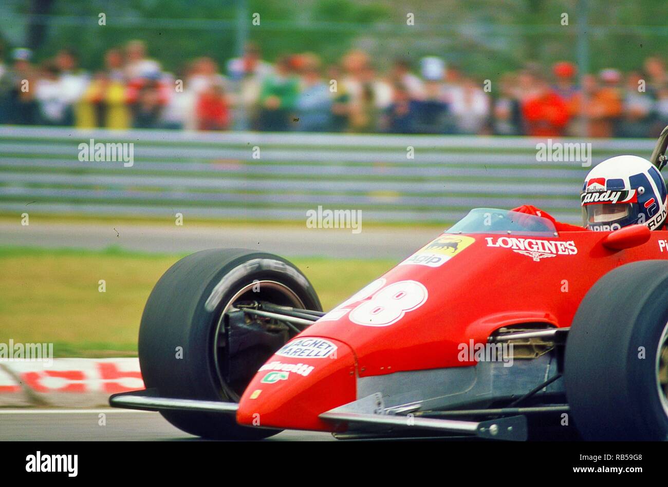 Ferrari driver Didier Pironi negotiating a curve at the 1982 Canadian ...