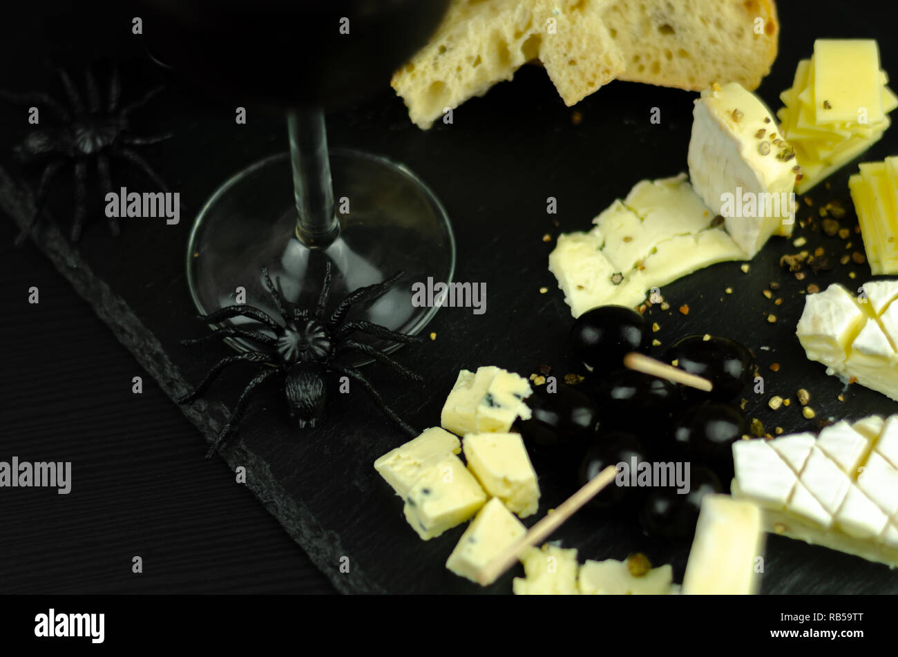 A set of cheeses served in a special form for a halloween party, scary ...