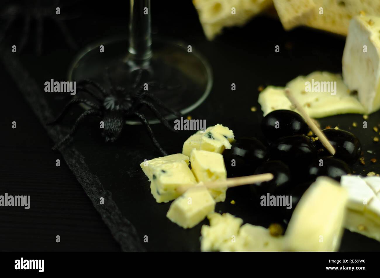 A set of cheeses served in a special form for a halloween party, scary ...