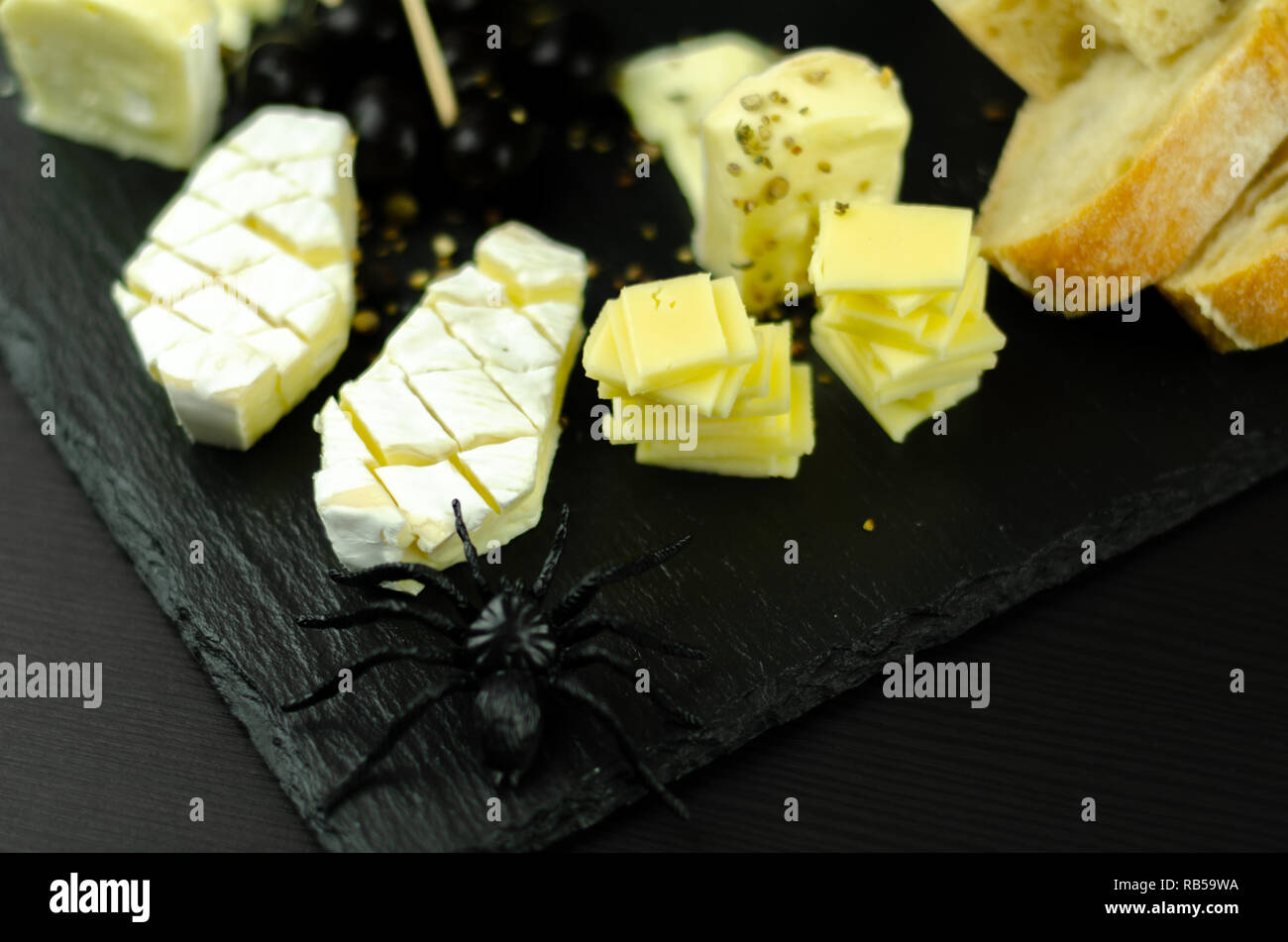 A set of cheeses served in a special form for a halloween party, scary ...