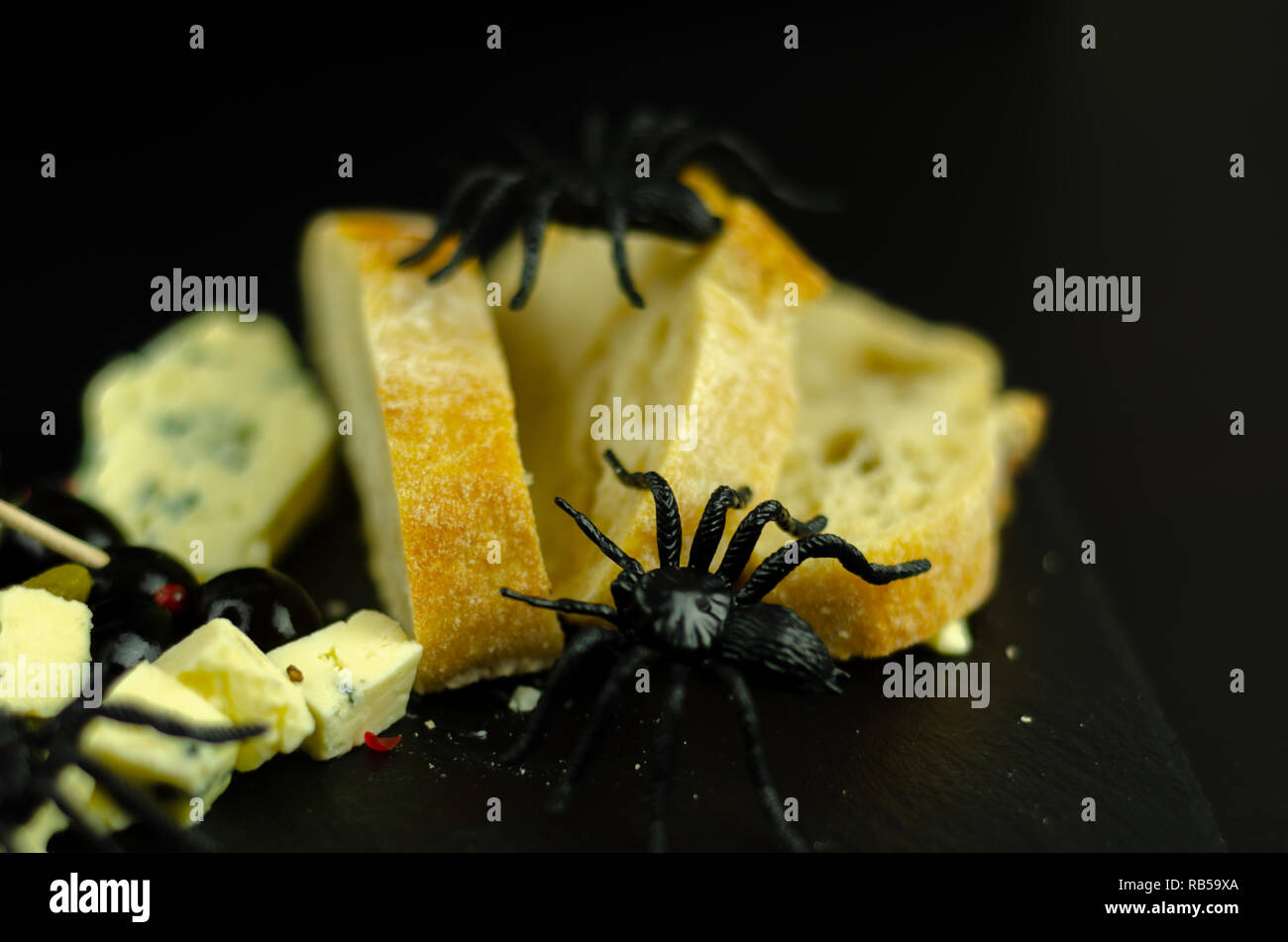 A set of cheeses served in a special form for a halloween party, scary ...