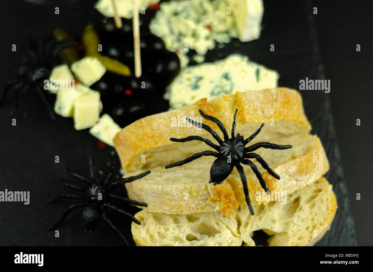 A set of cheeses served in a special form for a halloween party, scary ...