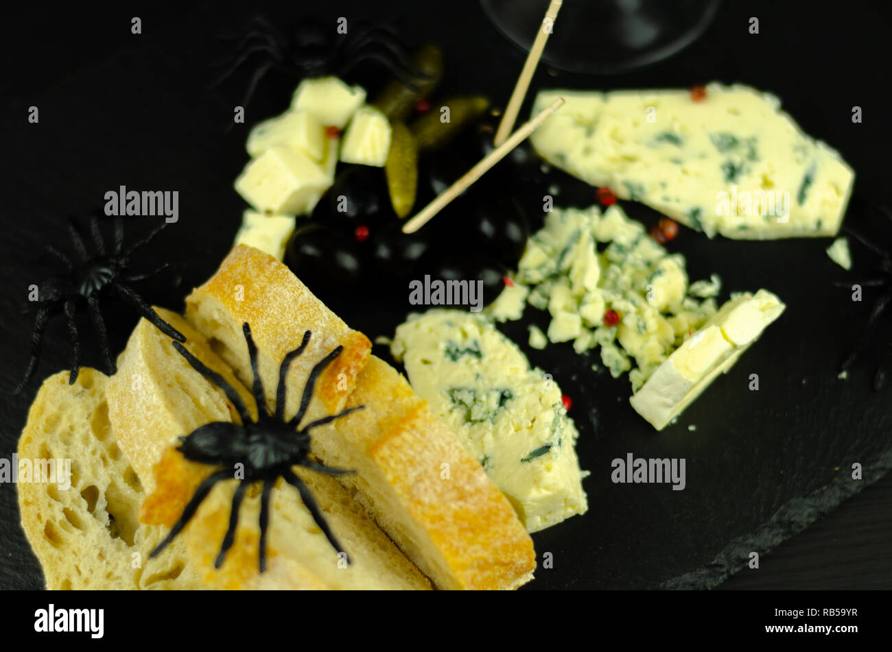 A set of cheeses served in a special form for a halloween party, scary ...