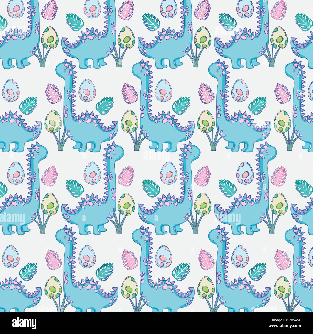 cute brontosaurus with dino eggs background Stock Vector Image & Art ...