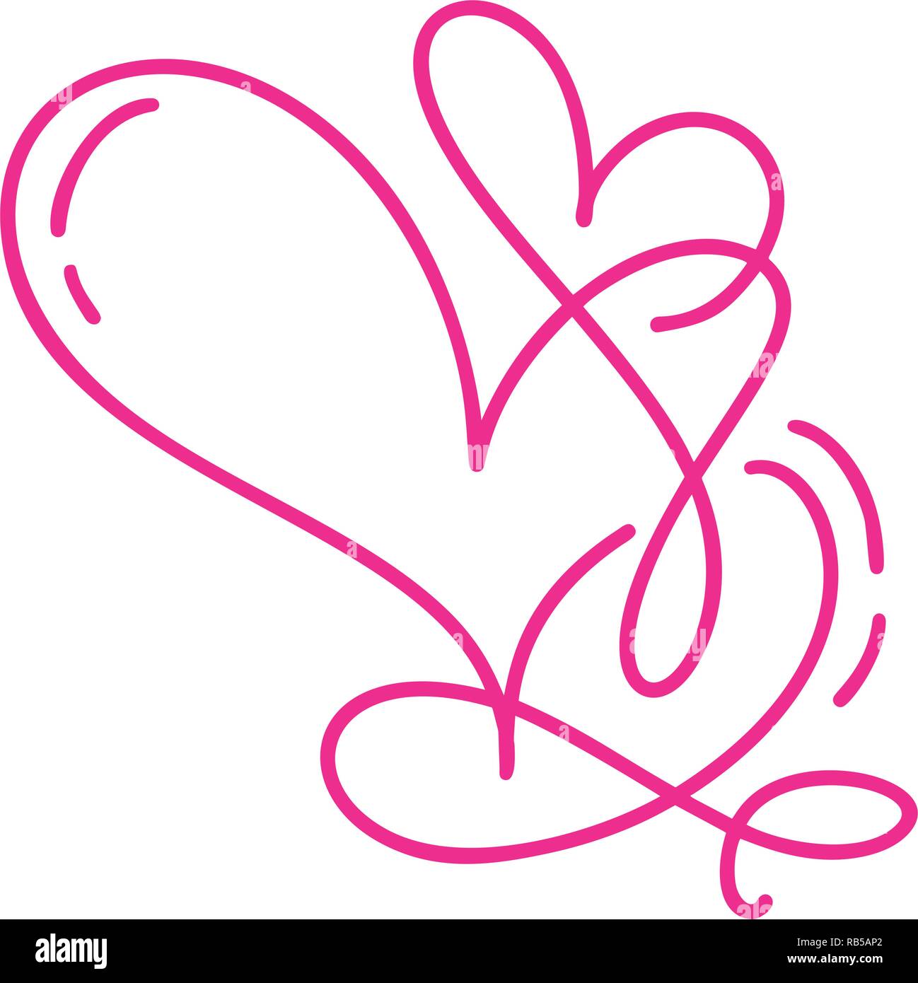 Love hearts flourish calligraphy hand drawn heart hi-res stock ...