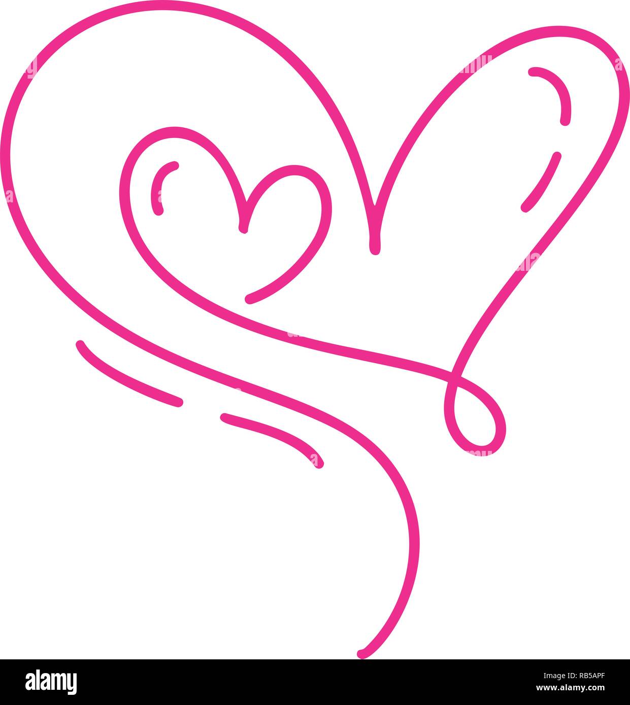 Love hearts flourish calligraphy hand drawn heart hi-res stock ...