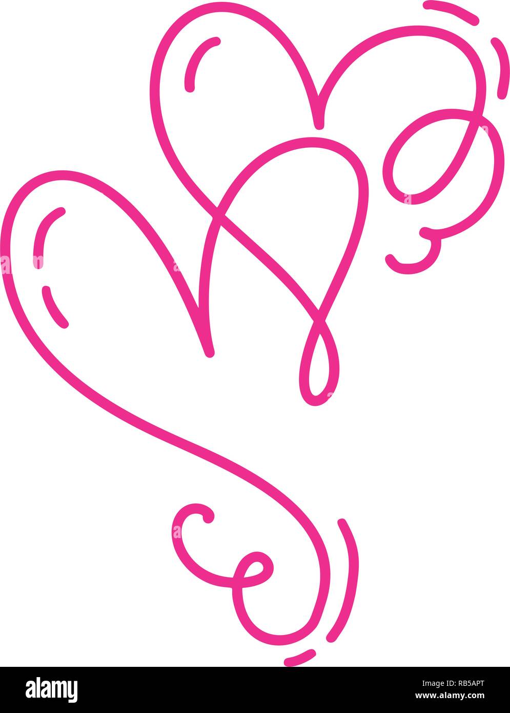 Couple monoline Red Vector Valentines Day Hand Drawn Calligraphic two ...