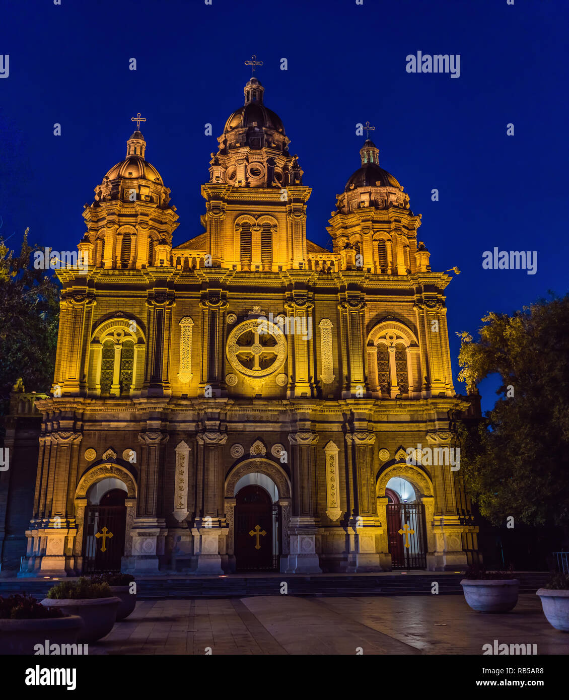 St. Joseph Cathedral at night time, Beijing, China, also known as the ...